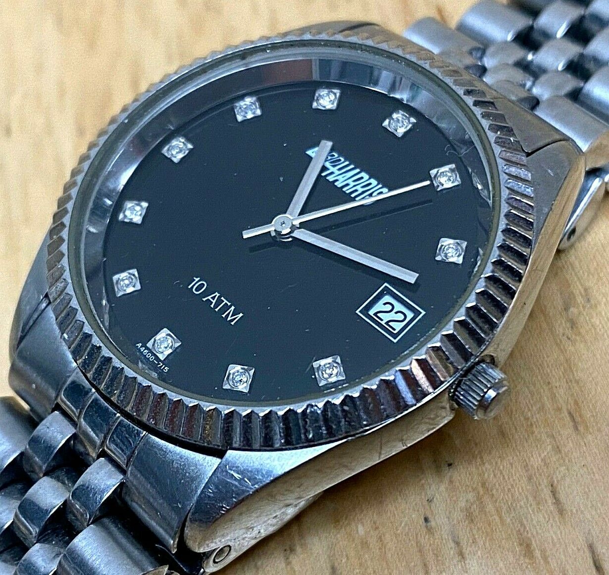 Lord Harris Mens 100m Diamonds Fluted Bezel Analog Quartz Watch Hour~N ...